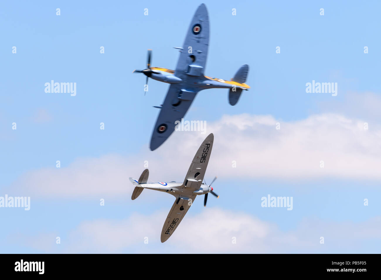 Classic Spitfire aircraft displaying at the Royal International Air ...