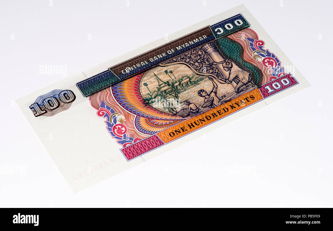 100 kyats bank note. Kyat is the national currency of Myanmar Stock ...
