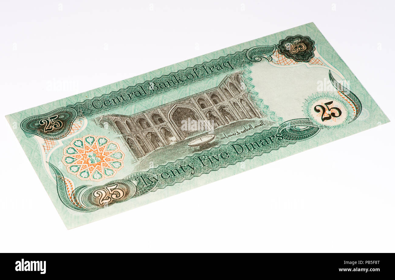 25 Iraqi dinar bank note. Iraqi dinar is the national currency of Iraq ...