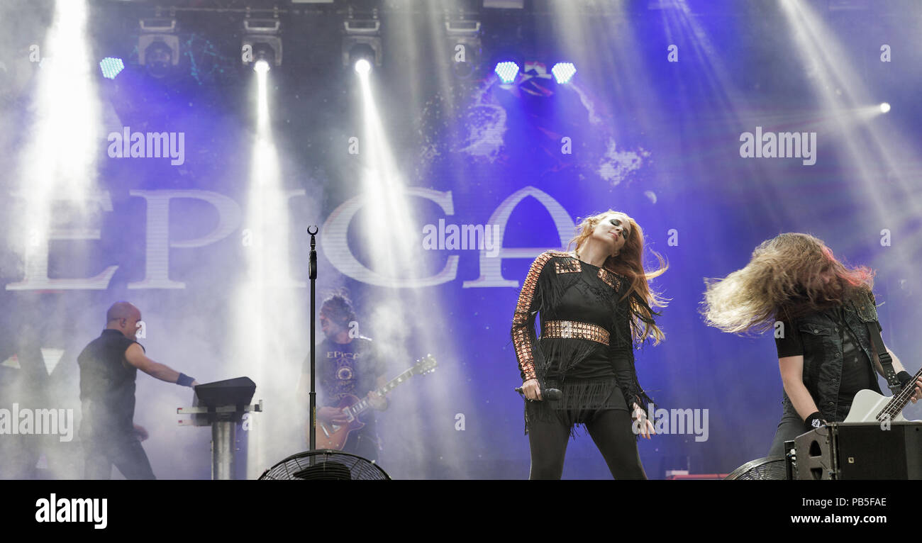 KIEV, UKRAINE - JULY 04, 2018: Dutch symphonic metal rock band Epica ...