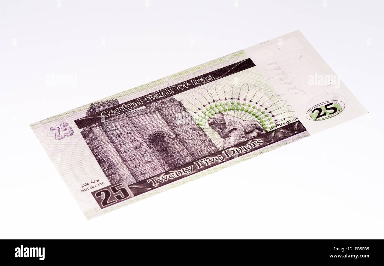 25 Iraqi dinar bank note. Iraqi dinar is the national currency of Iraq ...