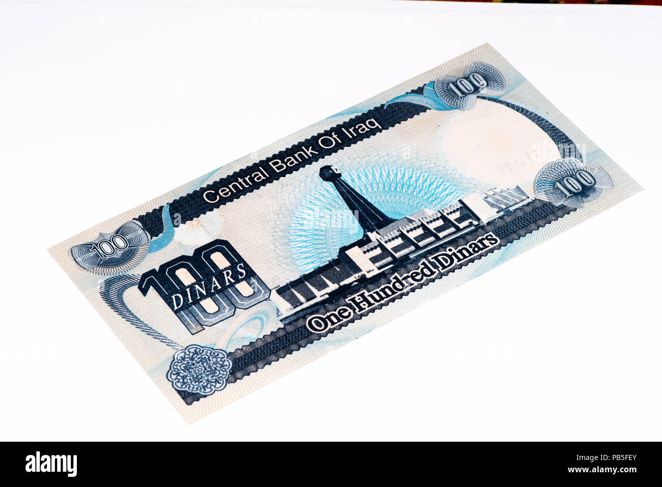 100 Iraqi dinar bank note. Iraqi dinar is the national currency of Iraq ...