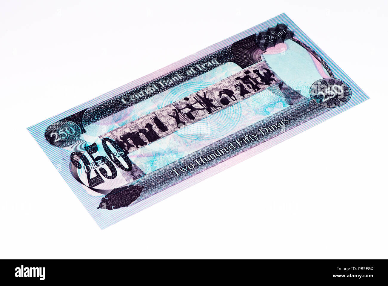 250 Iraqi dinar bank note. Iraqi dinar is the national currency of Iraq ...