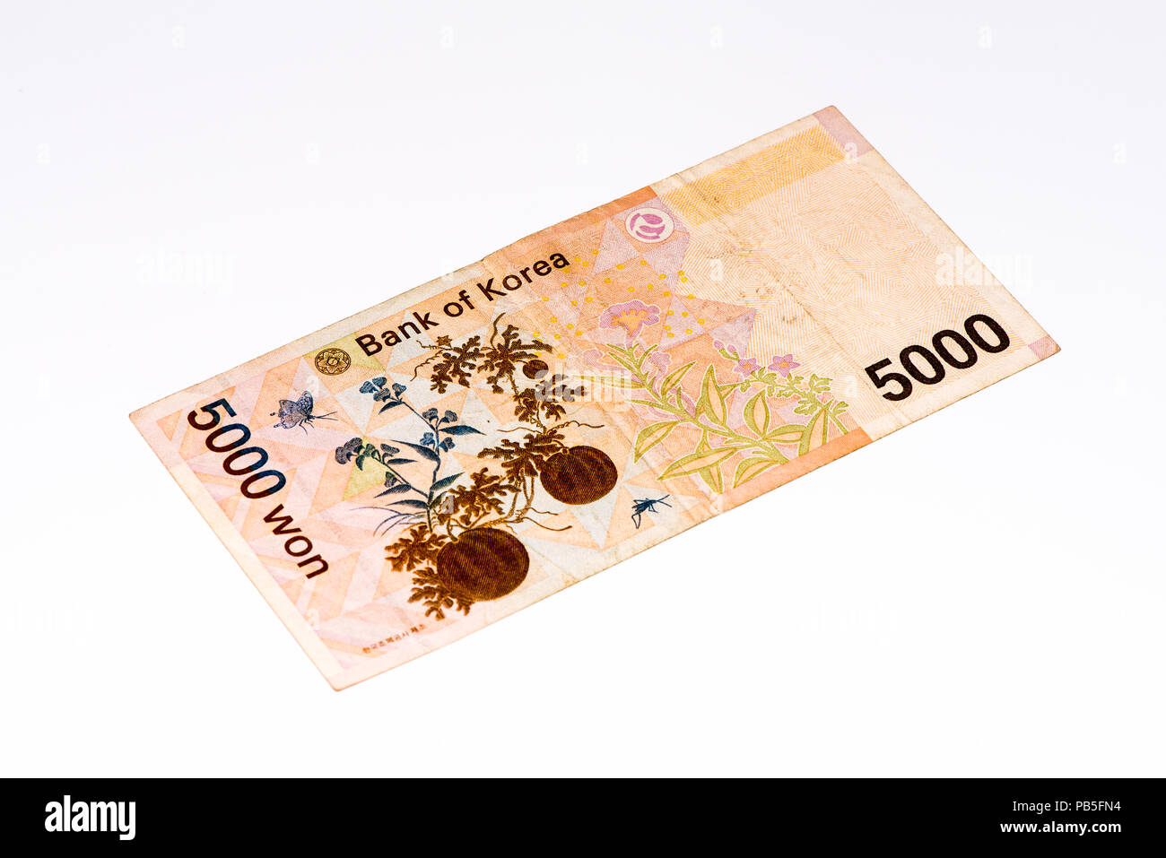 5000 South Korea won bank note. Won is the national currency of the ...