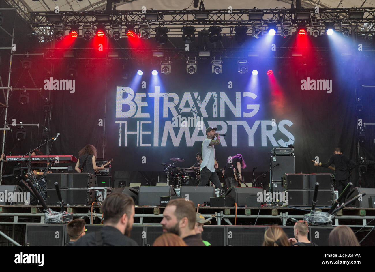 KIEV, UKRAINE - JULY 05, 2018: French extreme metal rock band Betraying ...