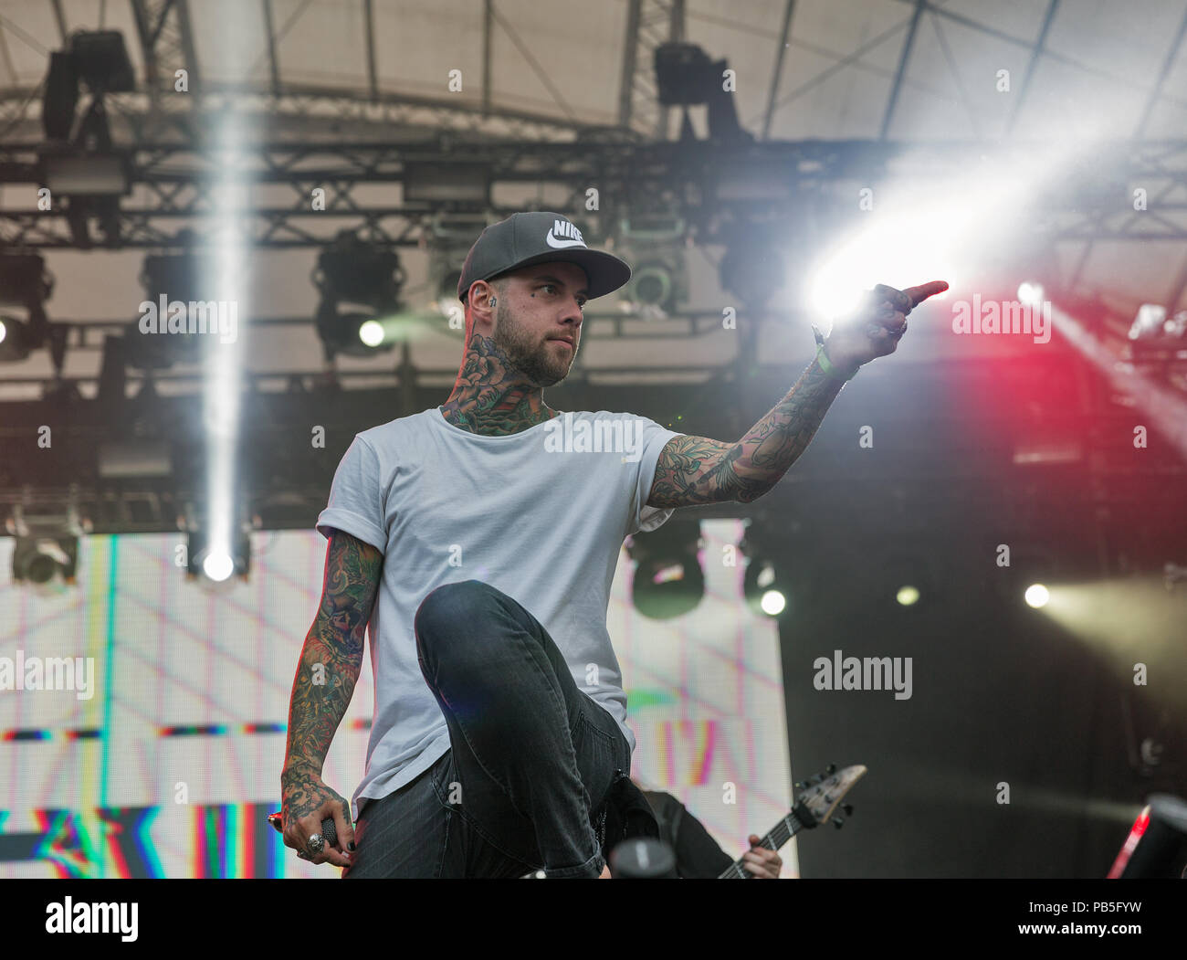 KIEV, UKRAINE - JULY 05, 2018: French extreme metal rock band Betraying ...