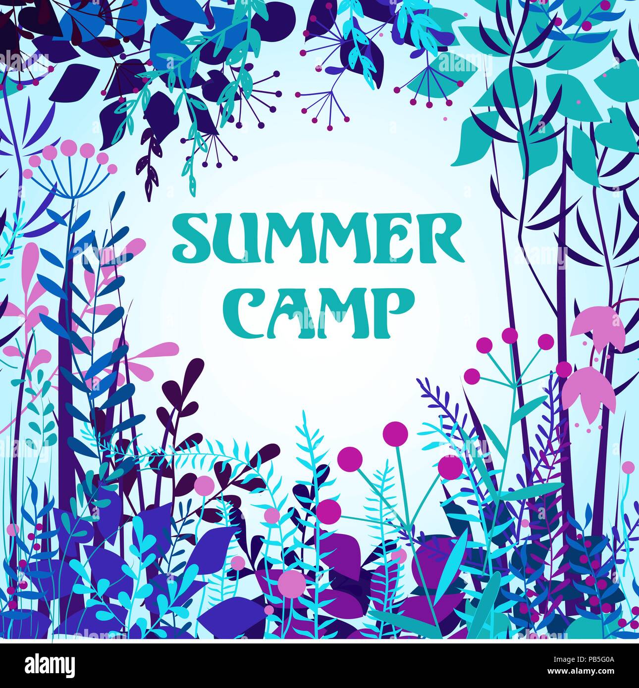 Vector decorative floral frame with forest elements. Doodles background ...