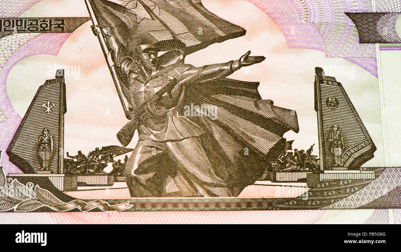 10 North Korea won bank note. North Korea won is the national currency ...