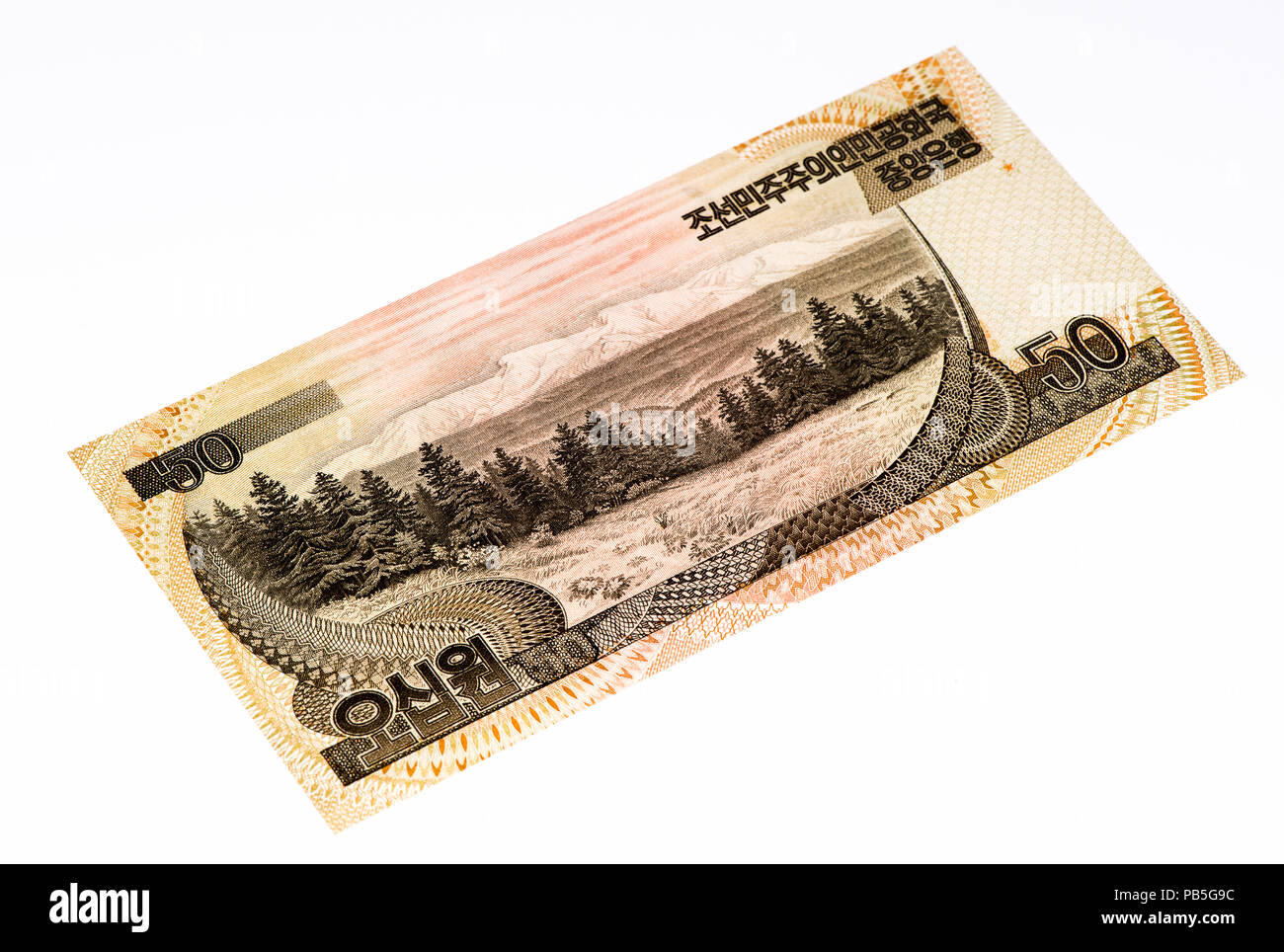 50 North Korea won bank note. North Korea won is the national currency ...