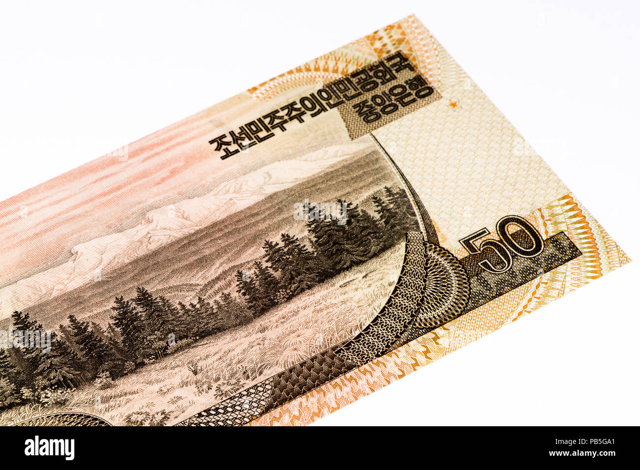 50 North Korea won bank note. North Korea won is the national currency ...