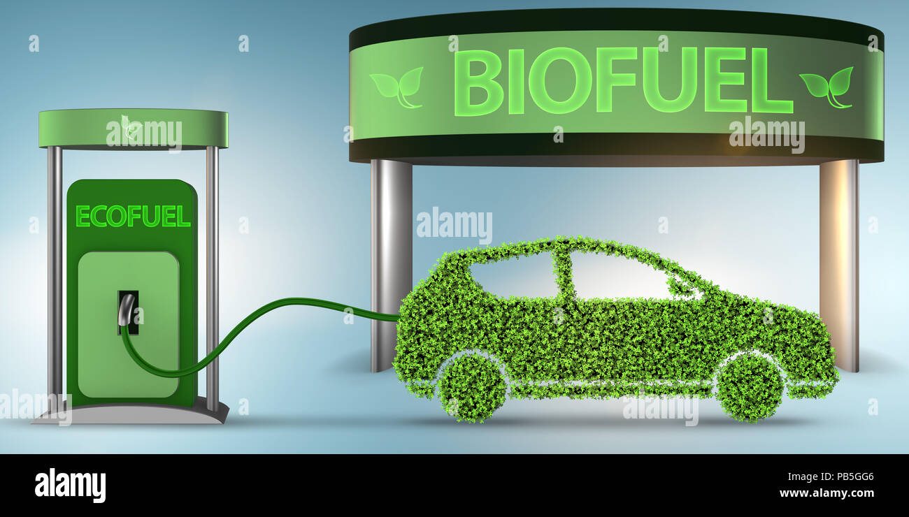 Car powered by biofuel - 3d rendering Stock Photo - Alamy
