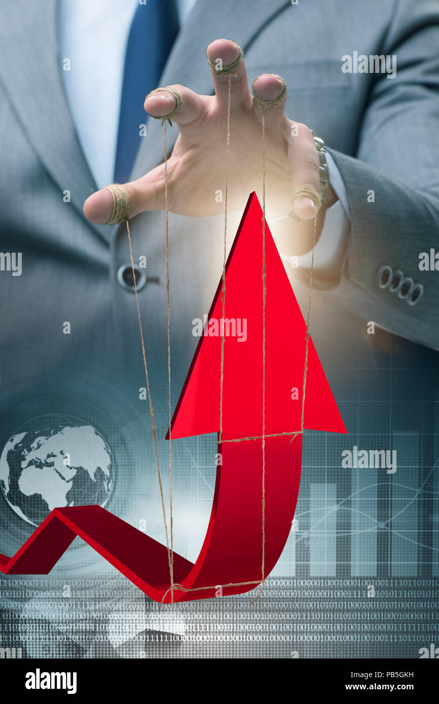 Hand supporting the growth chart line Stock Photo - Alamy