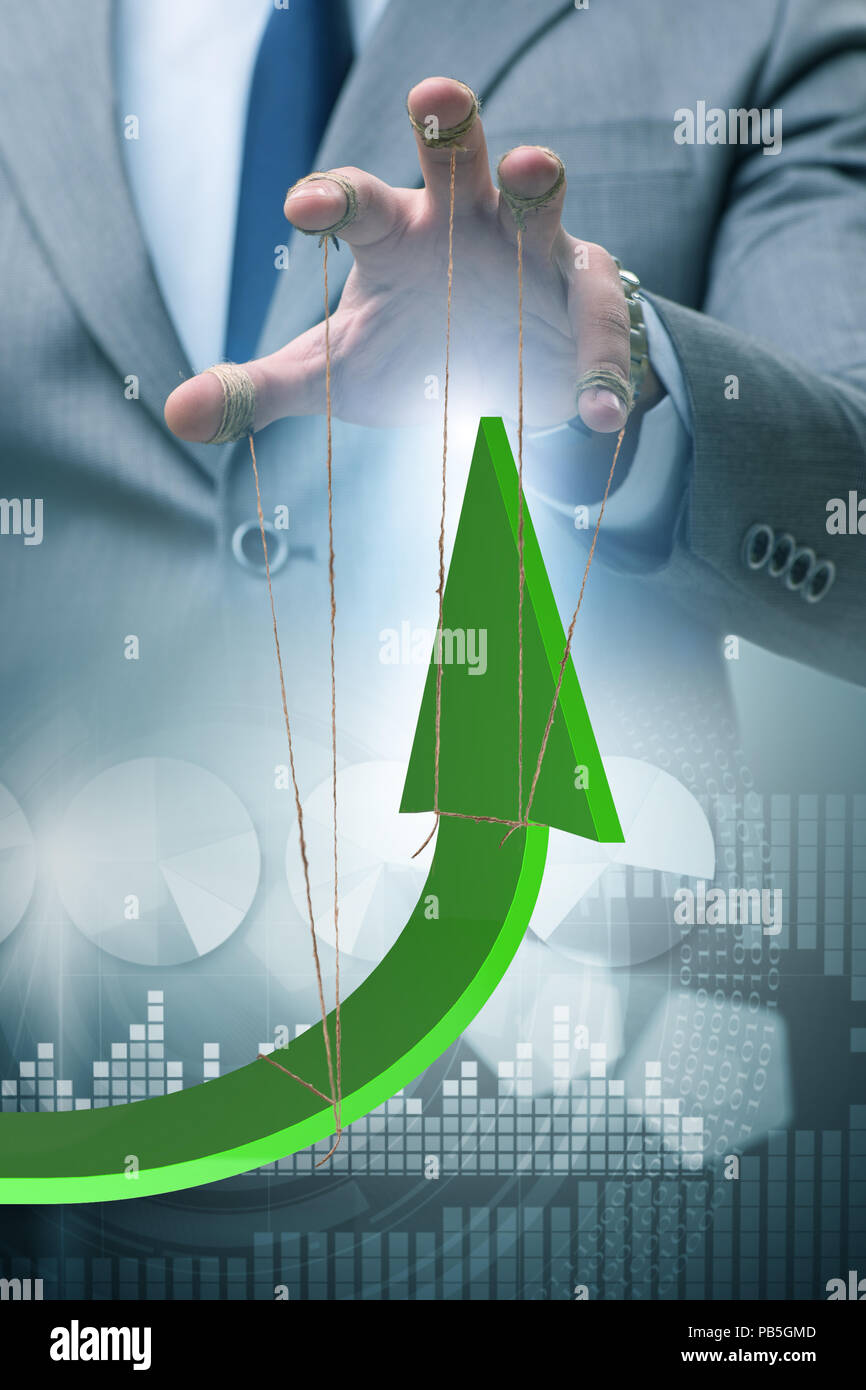 Hand supporting the growth chart line Stock Photo - Alamy