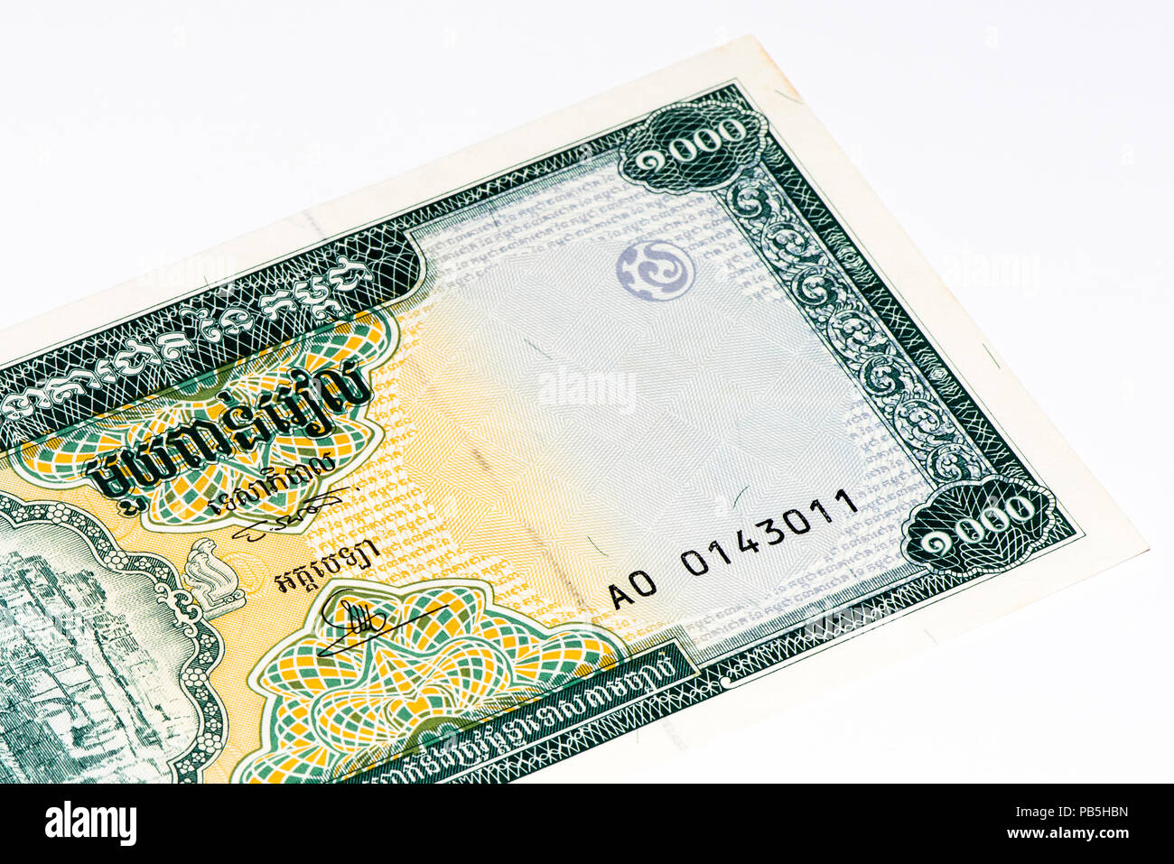 1000 Cambodian riels bank note. Riel is the national currency of ...