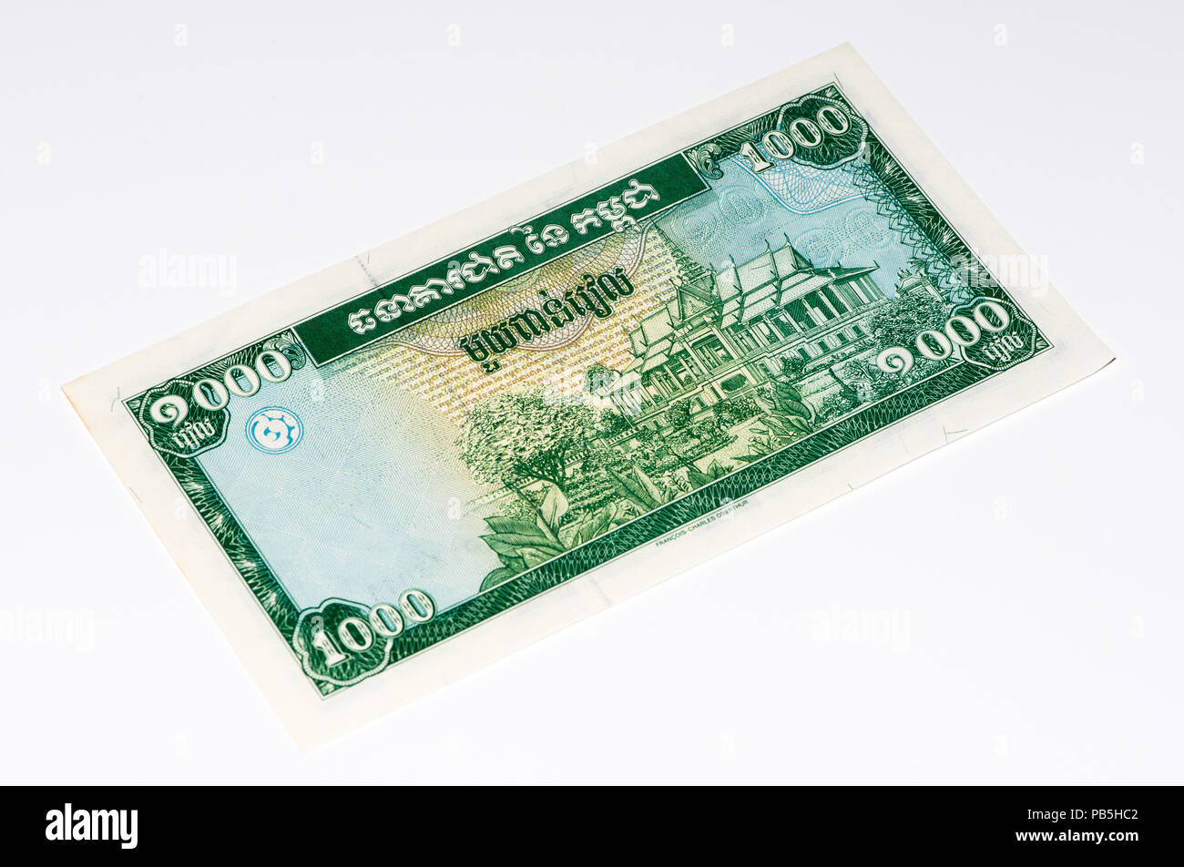 1000 Cambodian riels bank note. Riel is the national currency of ...