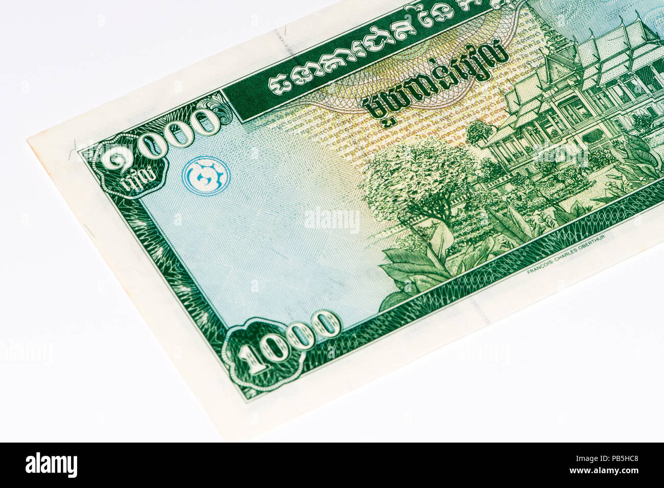 1000 Cambodian riels bank note. Riel is the national currency of ...