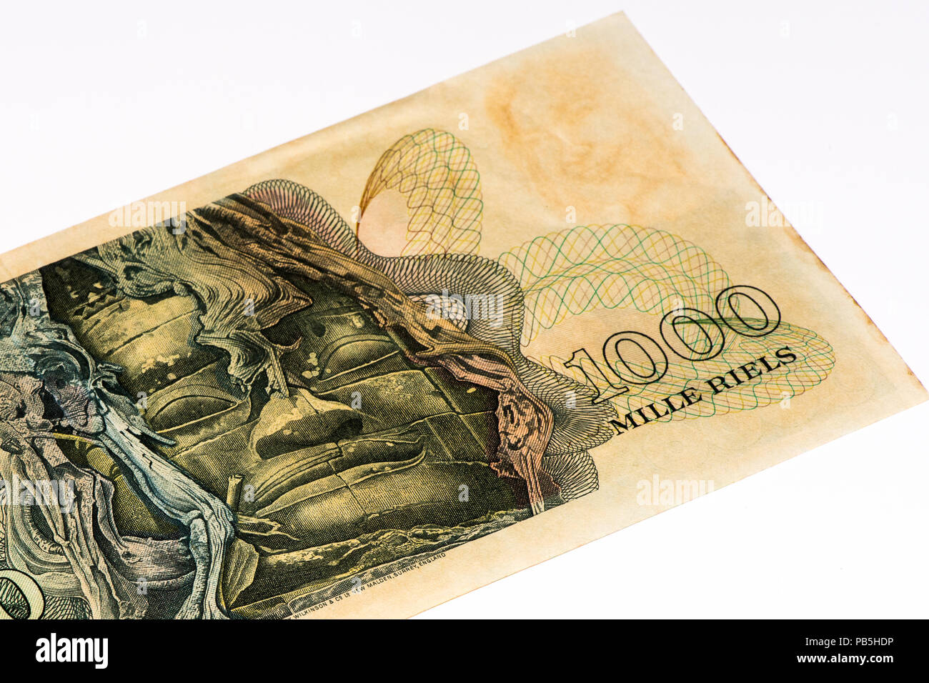 1000 Cambodian riels bank note. Riel is the national currency of ...