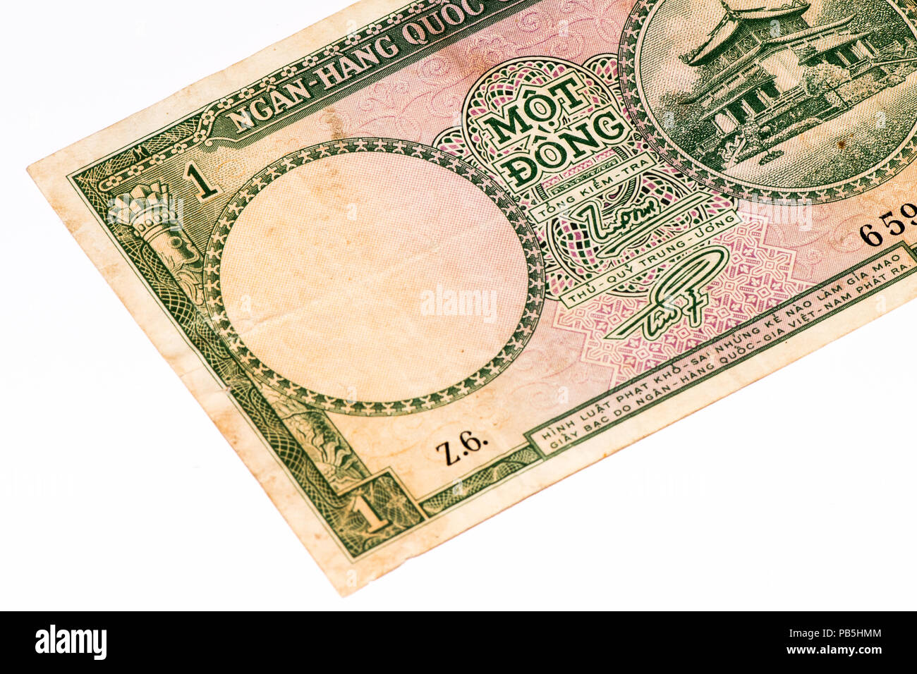 1 dong bank note of South Vietnam. Dong is the national currency of ...