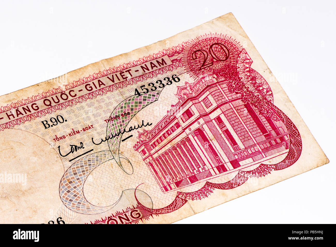 20 dong bank note of South Vietnam. Dong is the national currency of ...