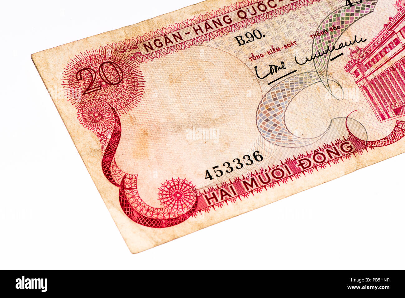 20 dong bank note of South Vietnam. Dong is the national currency of ...