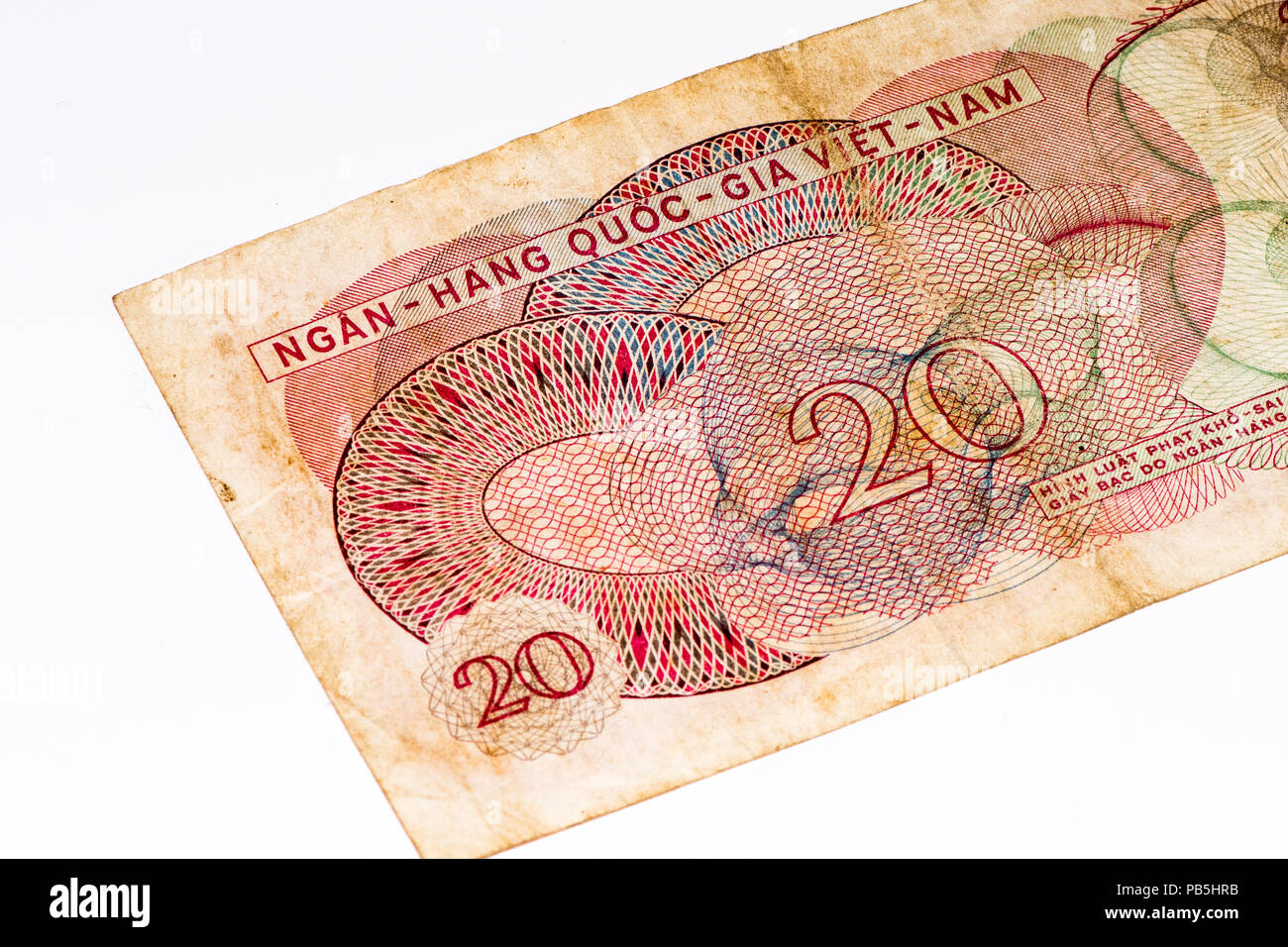 20 dong bank note of South Vietnam. Dong is the national currency of ...