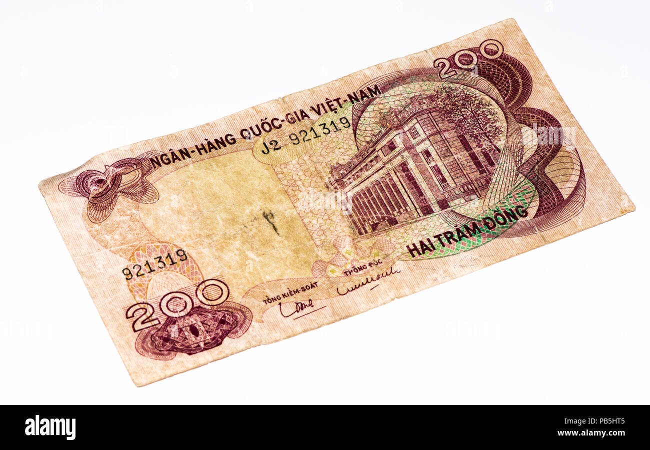 200 dong bank note of South Vietnam. Dong is the national currency of ...