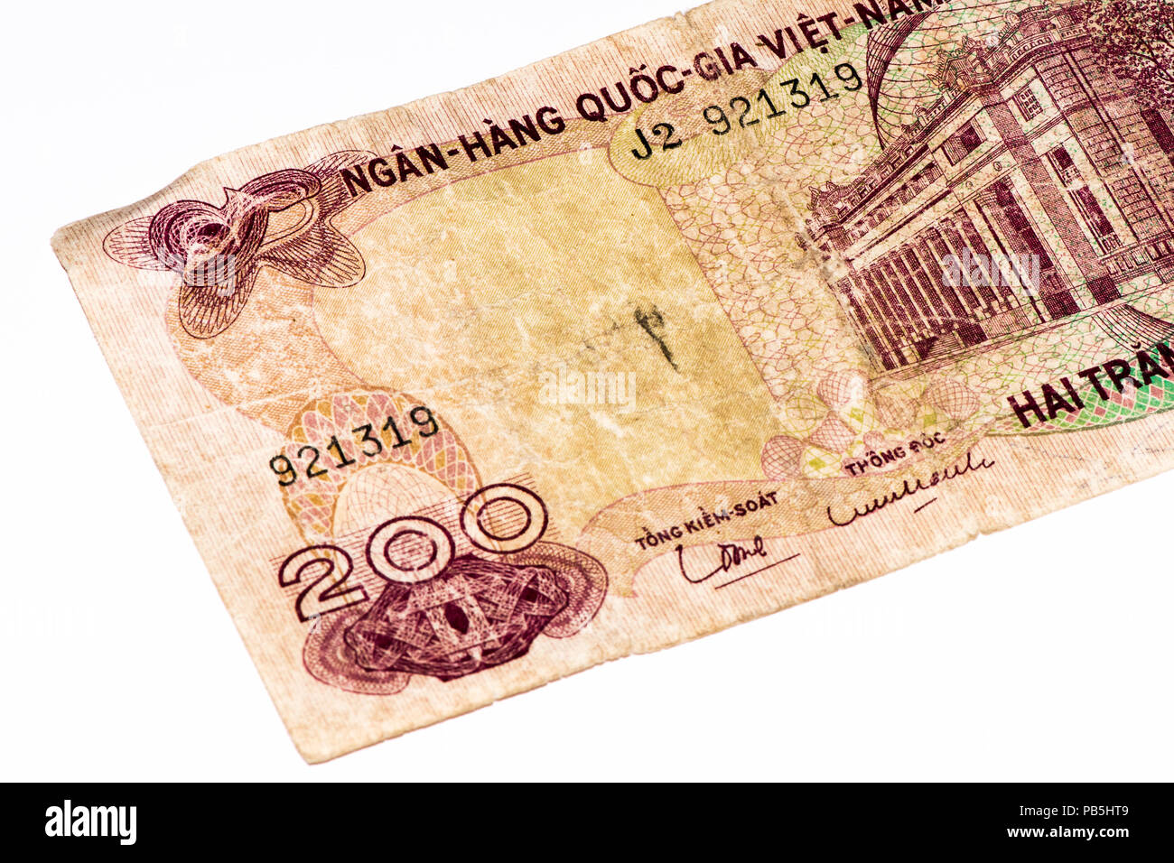 200 dong bank note of South Vietnam. Dong is the national currency of ...