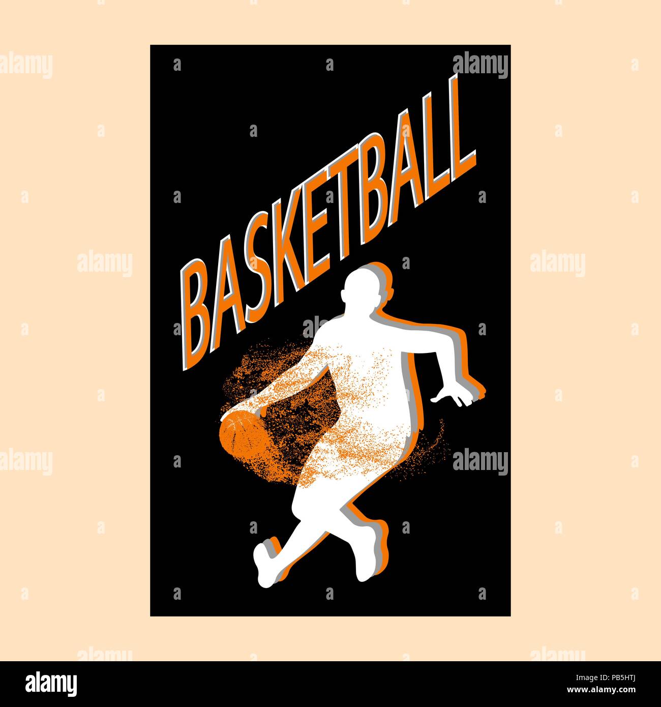 Basketball tournament logo. Silhouette of basketball player jump for ...