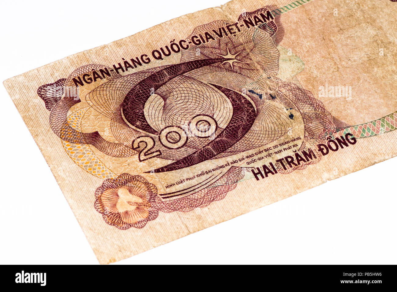 200 dong bank note of South Vietnam. Dong is the national currency of ...