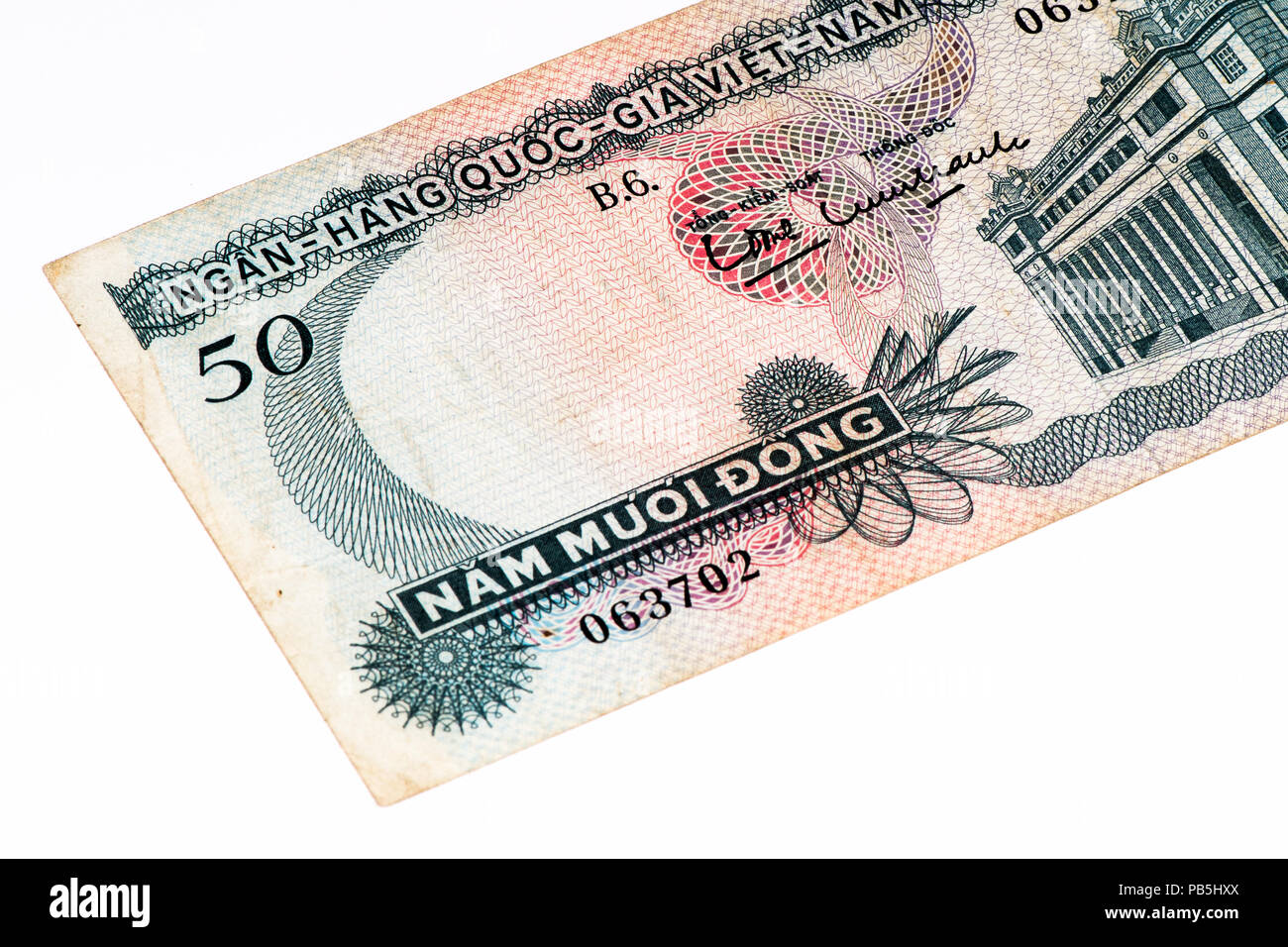 50 dong bank note of South Vietnam. Dong is the national currency of ...