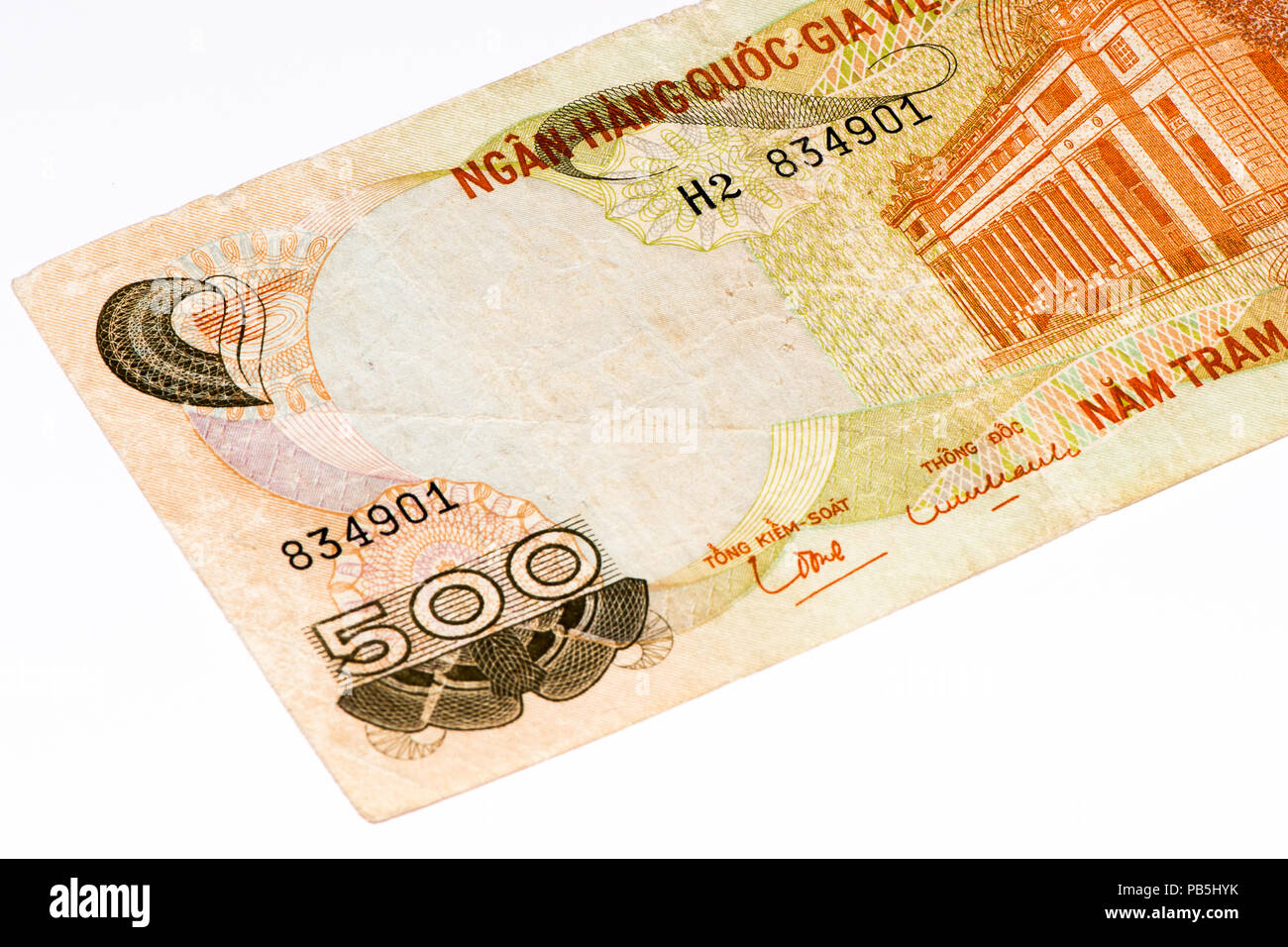 500 dong bank note of South Vietnam. Dong is the national currency of ...
