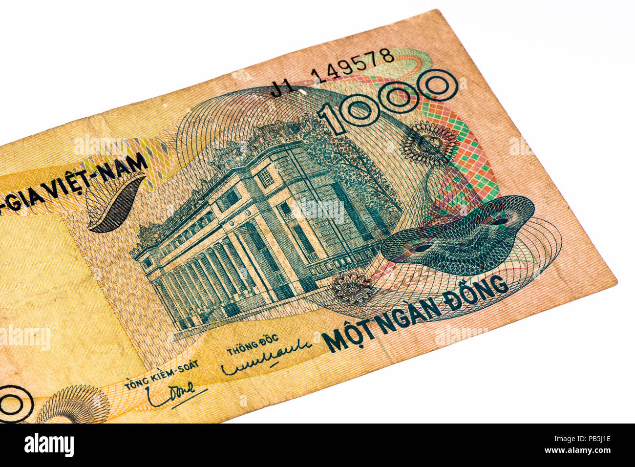 1000 dong bank note of South Vietnam. Dong is the national currency of ...