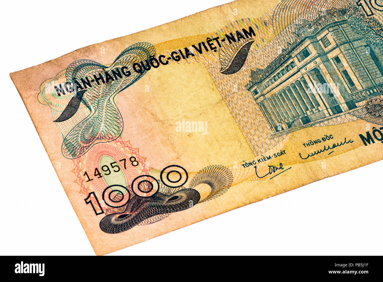 1000 dong bank note of South Vietnam. Dong is the national currency of ...
