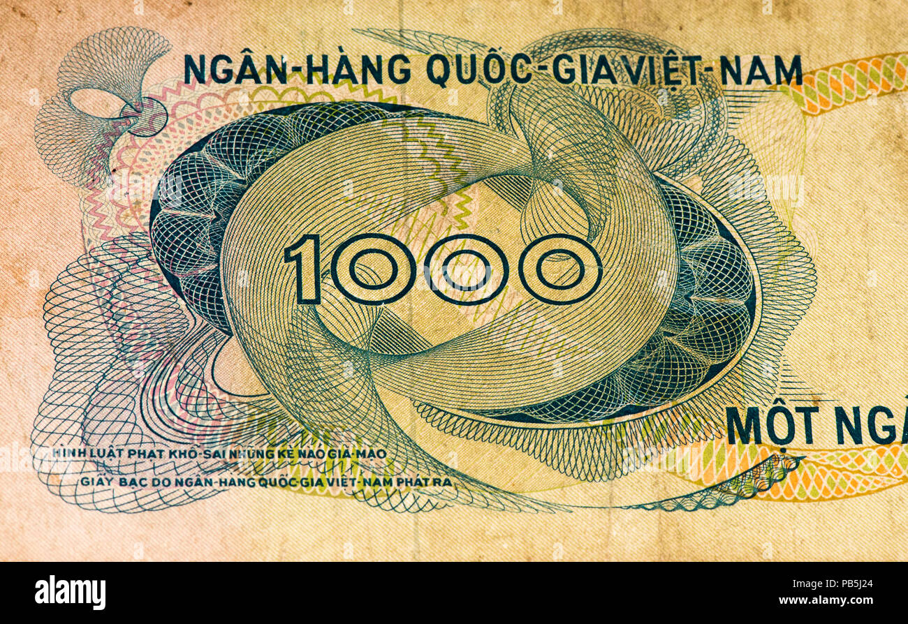 1000 dong bank note of South Vietnam. Dong is the national currency of ...