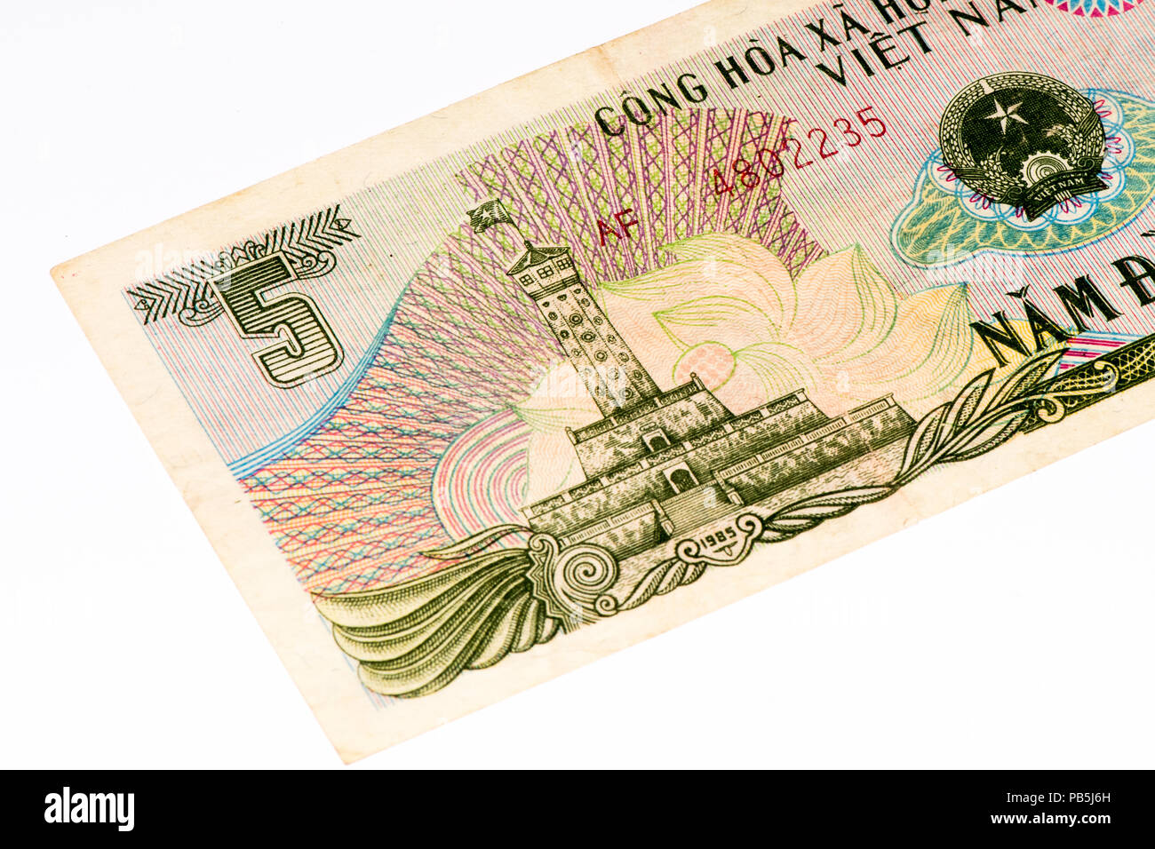 5 dong bank note of Vietnam. Dong is the national currency of Vietnam ...