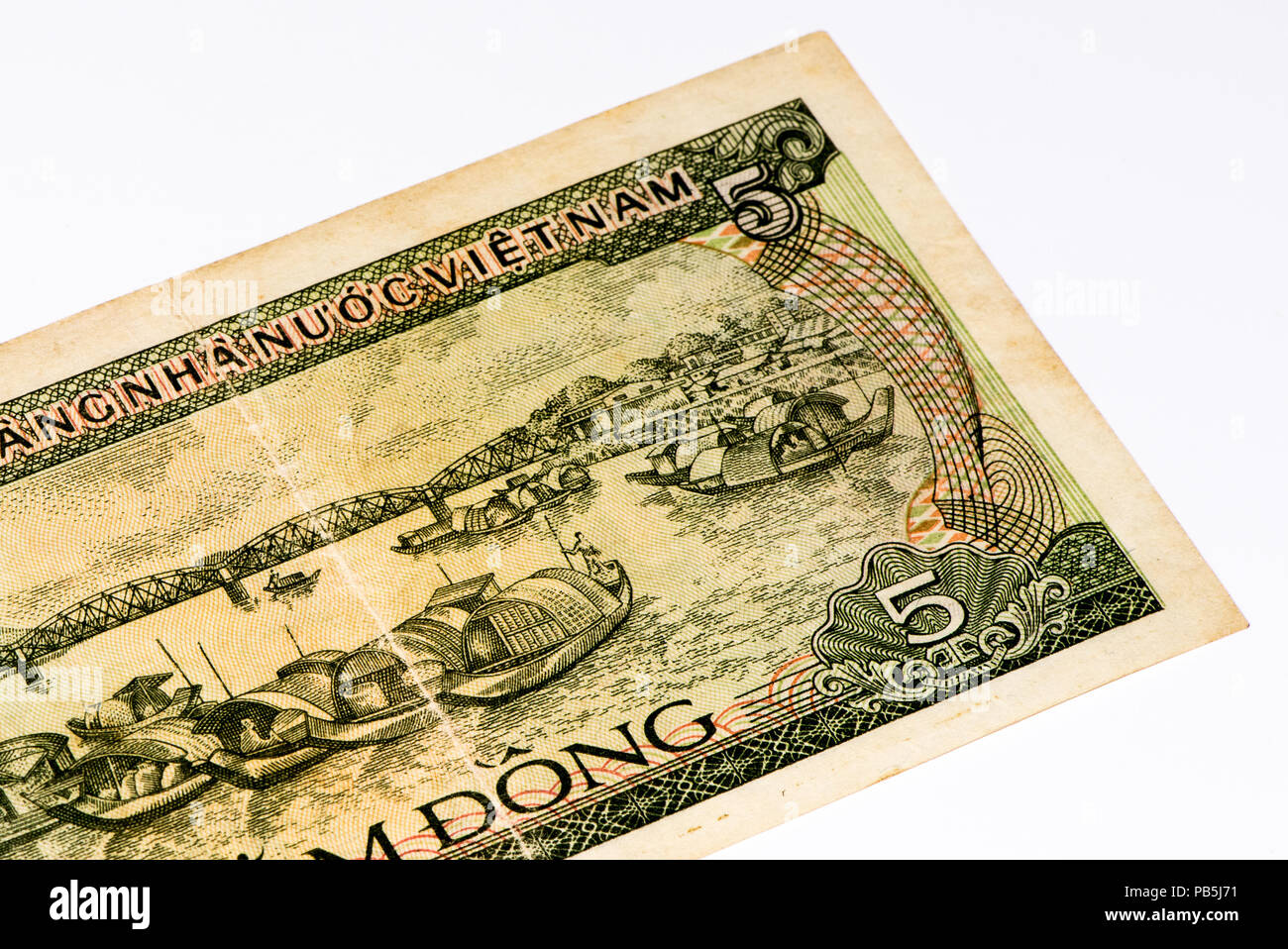 5 dong bank note of Vietnam. Dong is the national currency of Vietnam ...