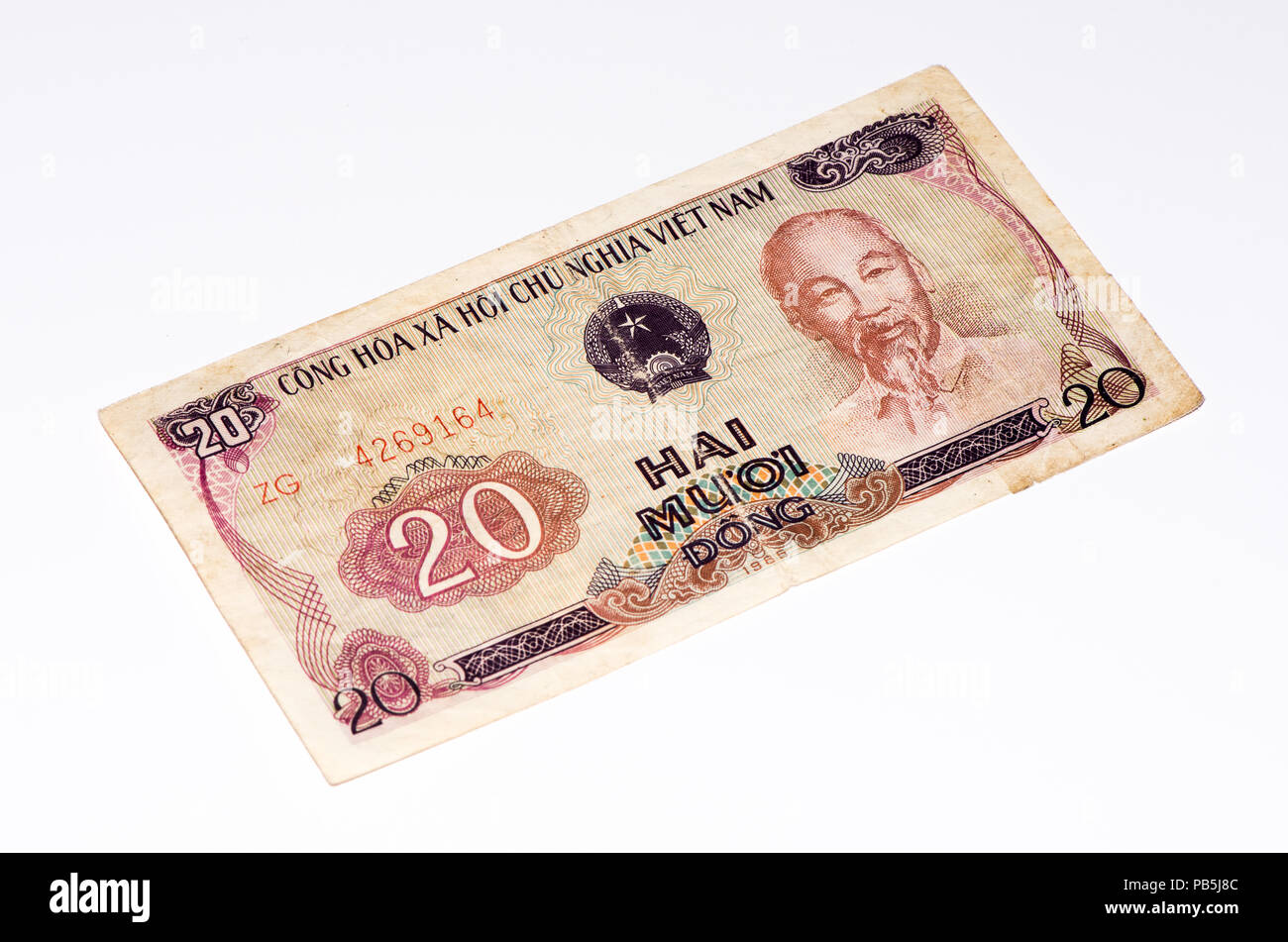 20 dong bank note of Vietnam. Dong is the national currency of Vietnam ...