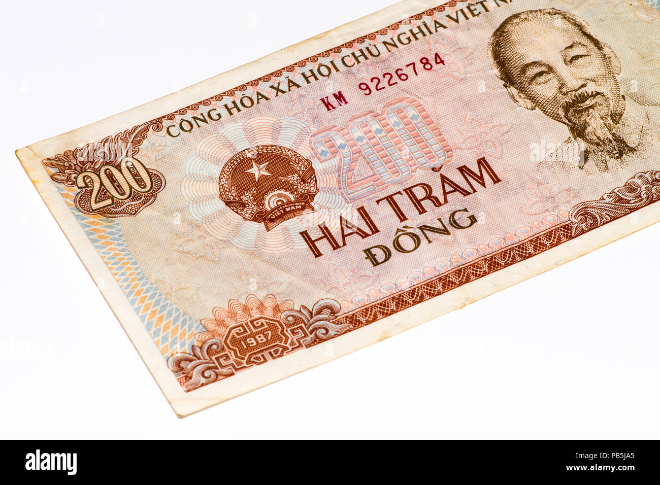 200 dong bank note of Vietnam. Dong is the national currency of Vietnam ...