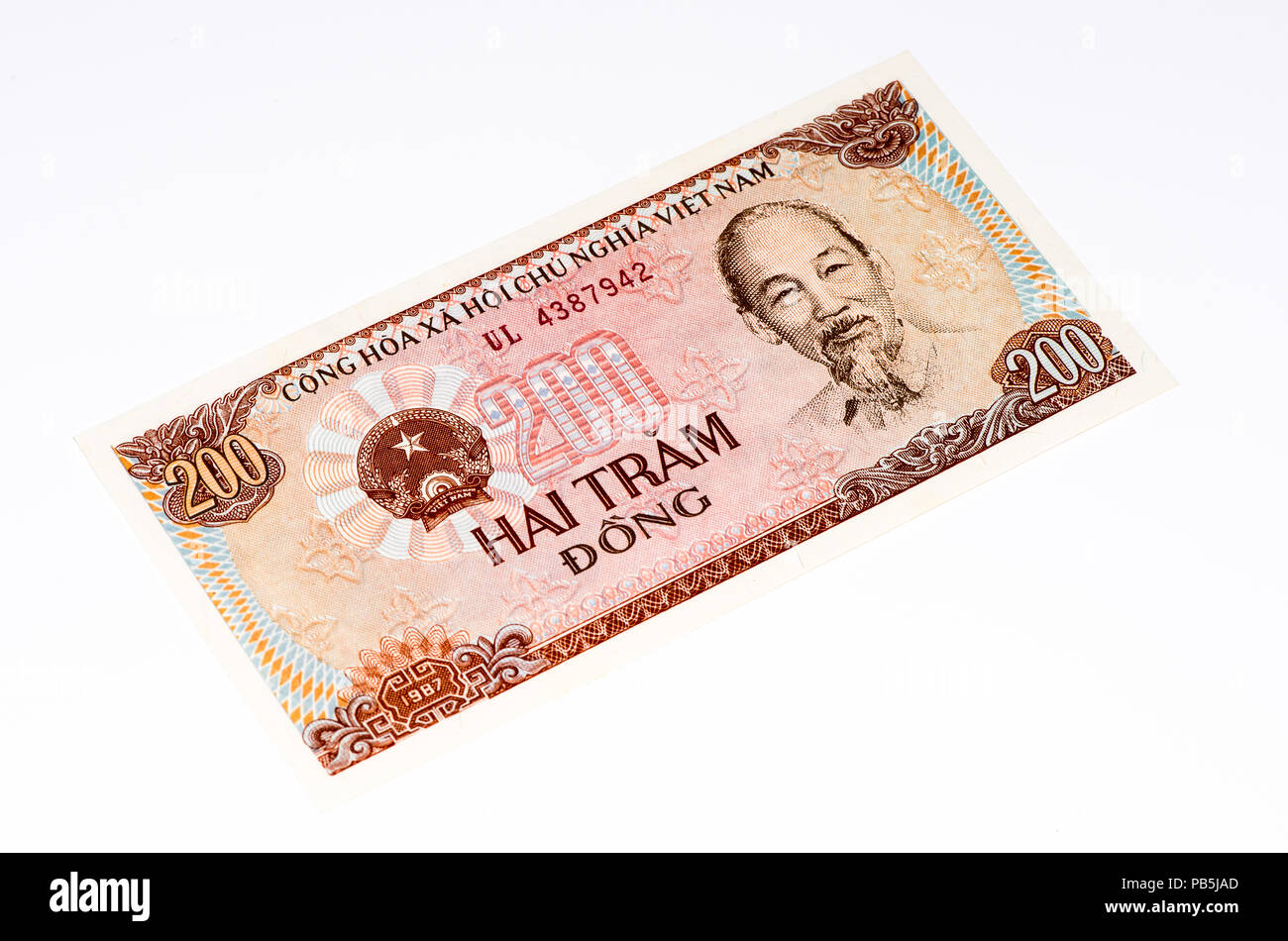 200 dong bank note of Vietnam. Dong is the national currency of Vietnam ...