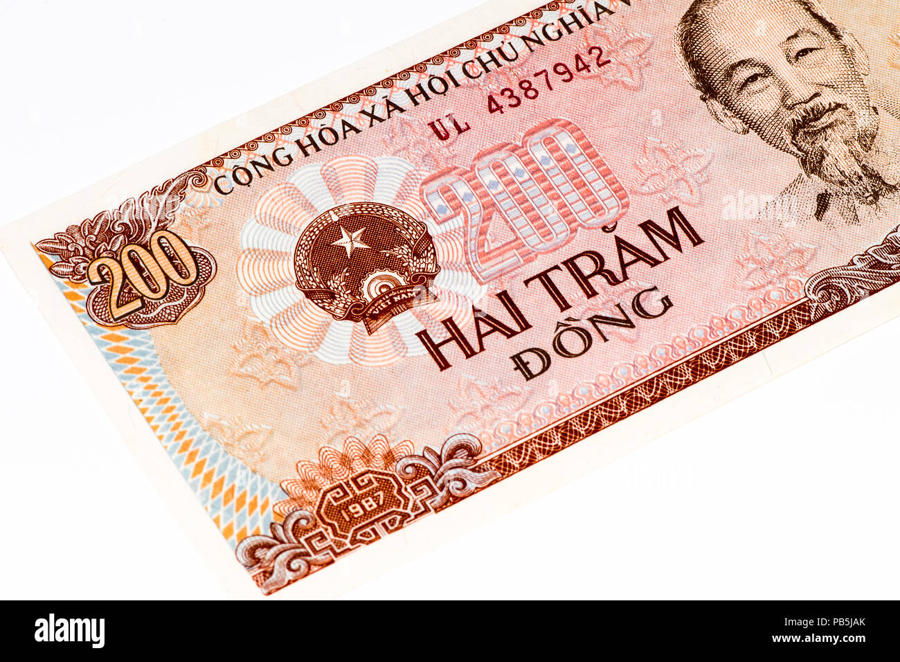 200 dong bank note of Vietnam. Dong is the national currency of Vietnam ...