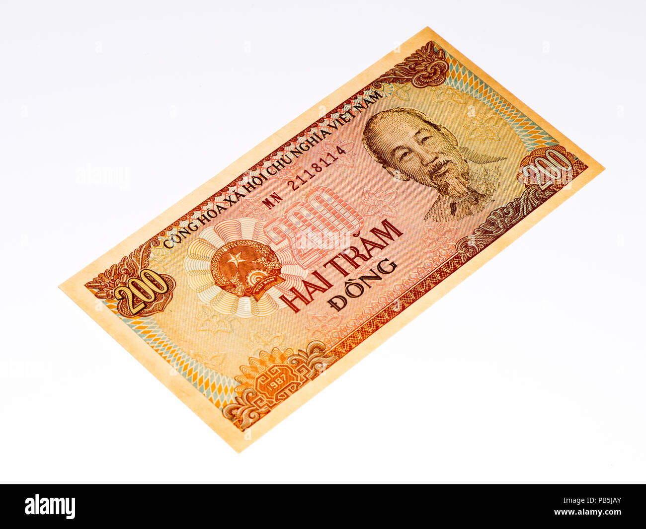 200 dong bank note of Vietnam. Dong is the national currency of Vietnam ...