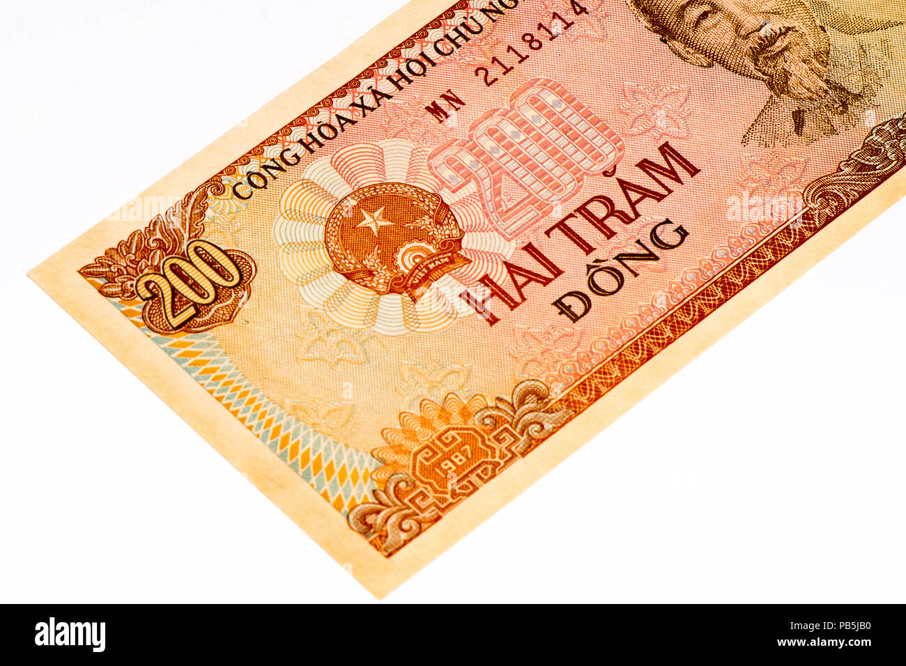 200 dong bank note of Vietnam. Dong is the national currency of Vietnam ...