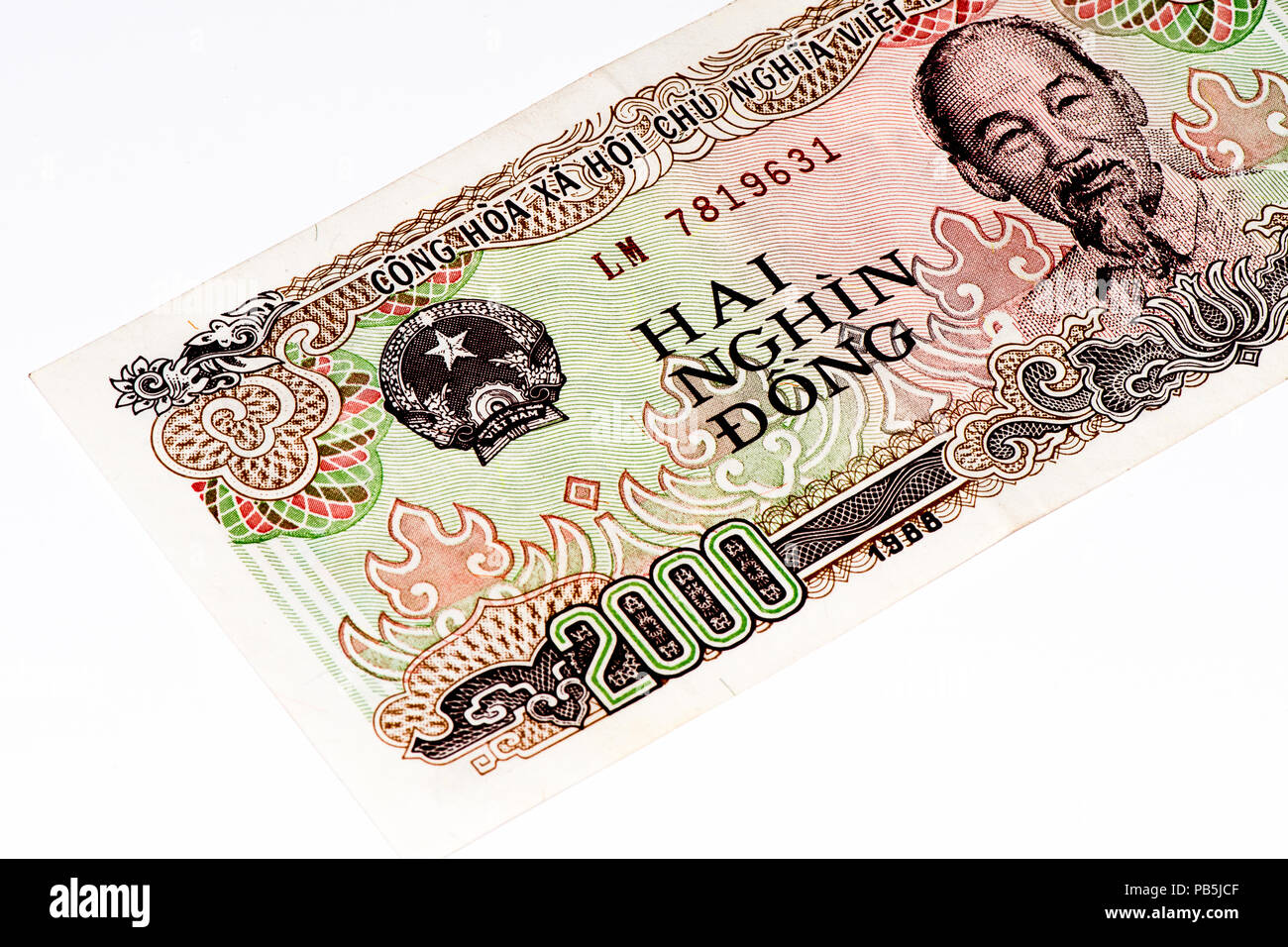 2000 dong bank note of Vietnam. Dong is the national currency of ...