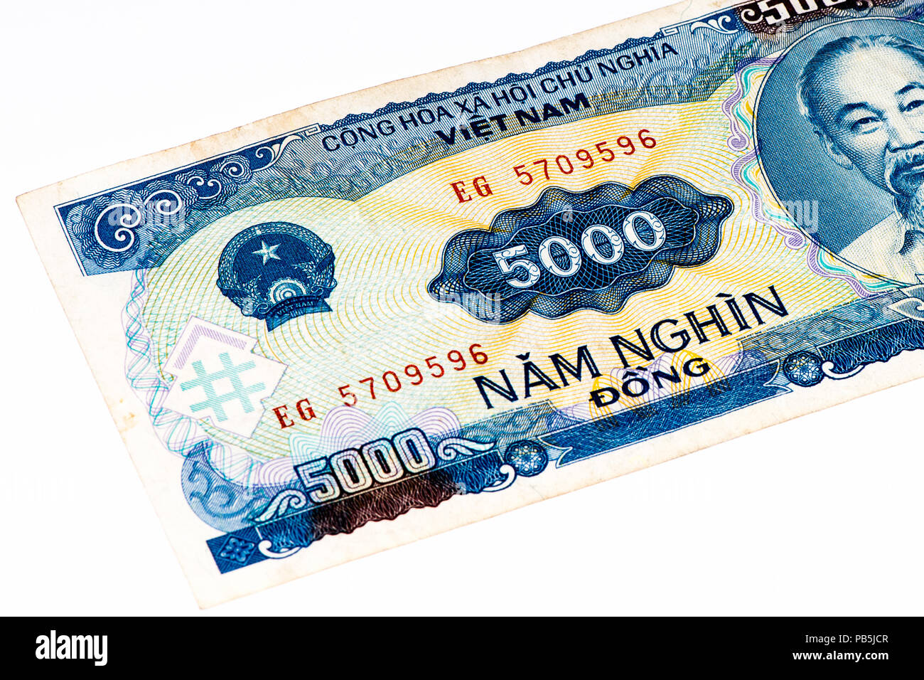 5000 dong bank note of Vietnam. Dong is the national currency of ...