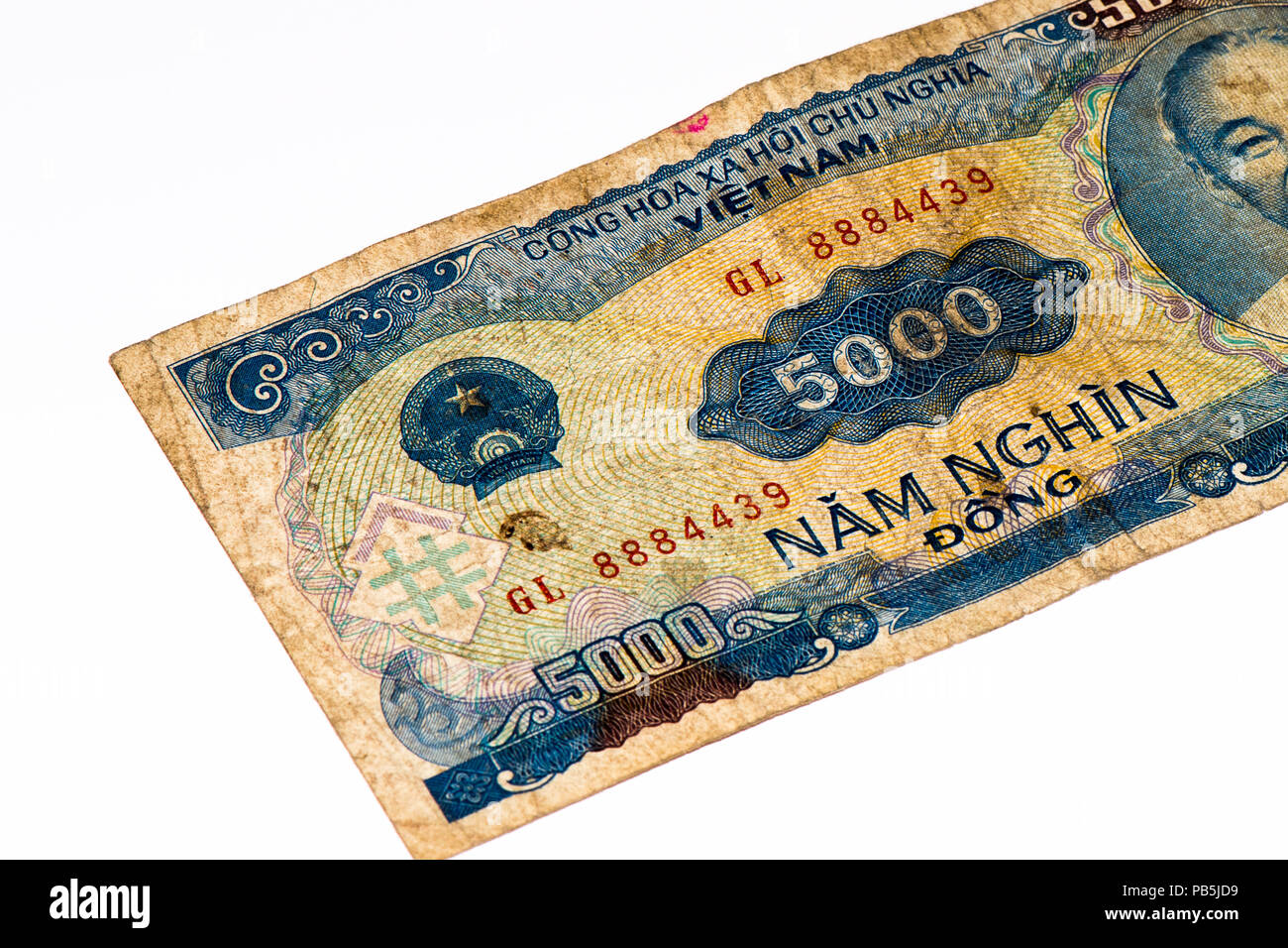 5000 dong bank note of Vietnam. Dong is the national currency of ...