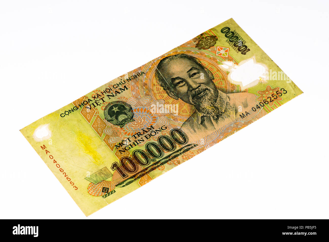 100000 dong bank note of Vietnam. Dong is the national currency of ...