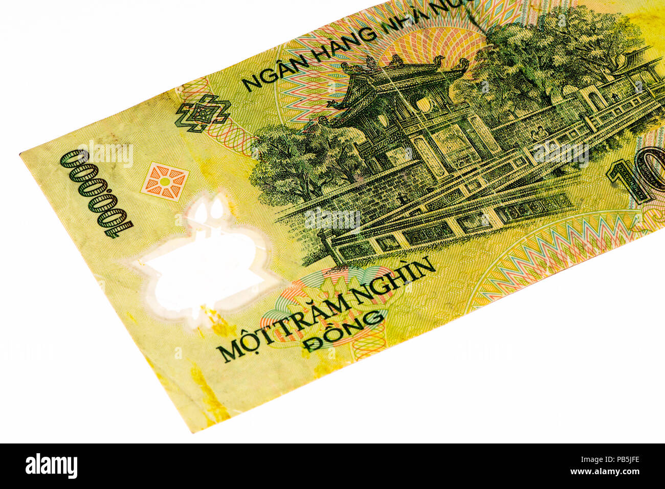 100000 dong bank note of Vietnam. Dong is the national currency of ...