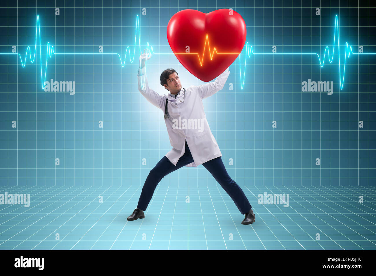 Doctor cardiologist supporting cardiogram heart line Stock Photo - Alamy