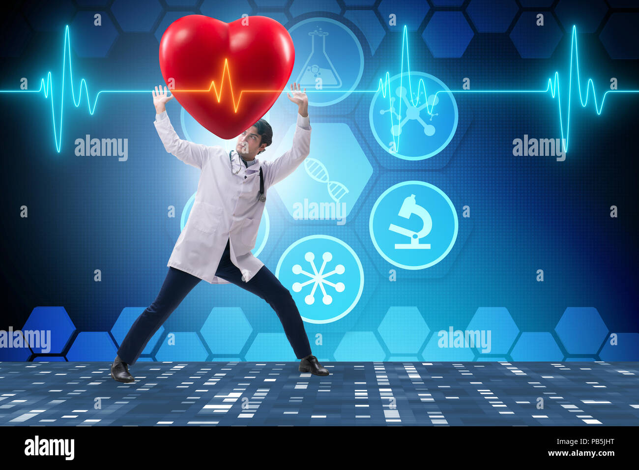 Doctor cardiologist supporting cardiogram heart line Stock Photo - Alamy