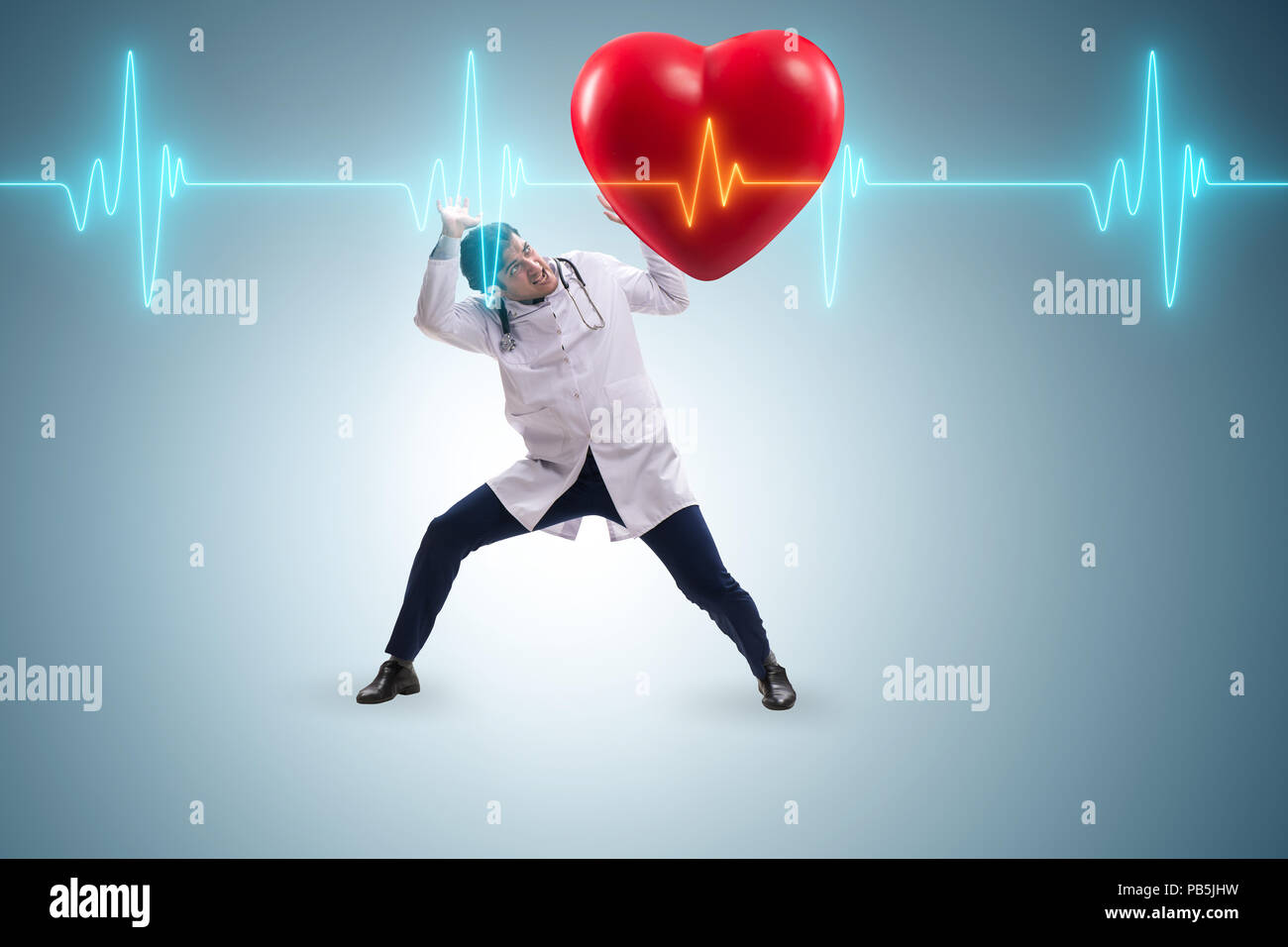 Doctor cardiologist supporting cardiogram heart line Stock Photo - Alamy